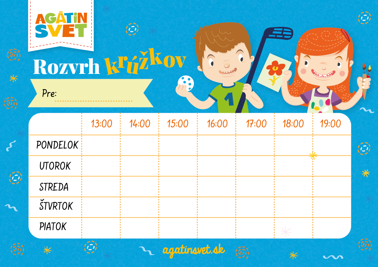 Stiahnite si zadarmo: Rozvrh hodín a plánovač krúžkov | Agátin svet